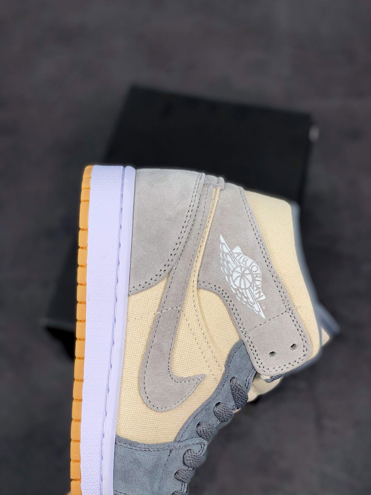 Air Jordan 1 Mid Cream Canvas and Grey Suede DN4281-100 Ganebet Store ...