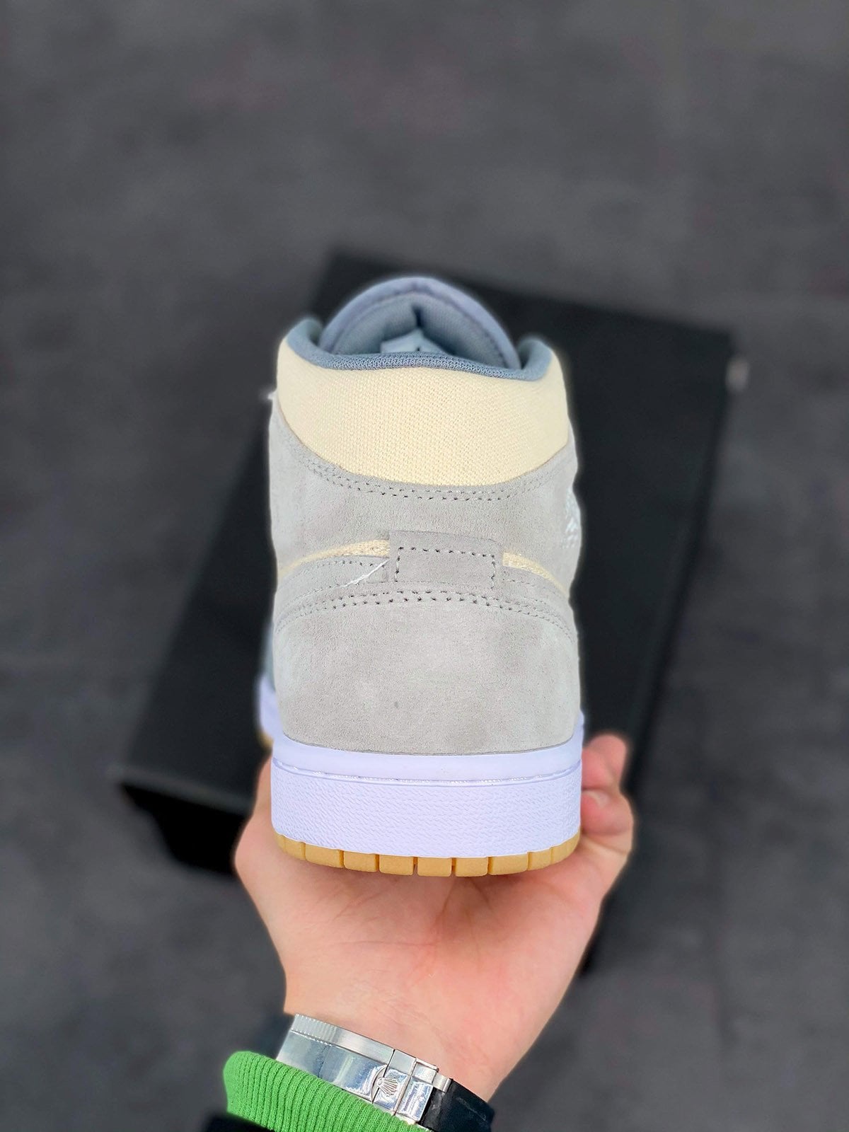 Air Jordan 1 Mid Cream Canvas and Grey Suede DN4281-100 Ganebet Store ...